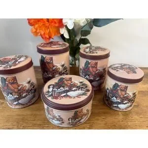 Eaton | Kitchen | Vintage Nursery Rhyme Tin Canisters Teddy Bear Farm ...